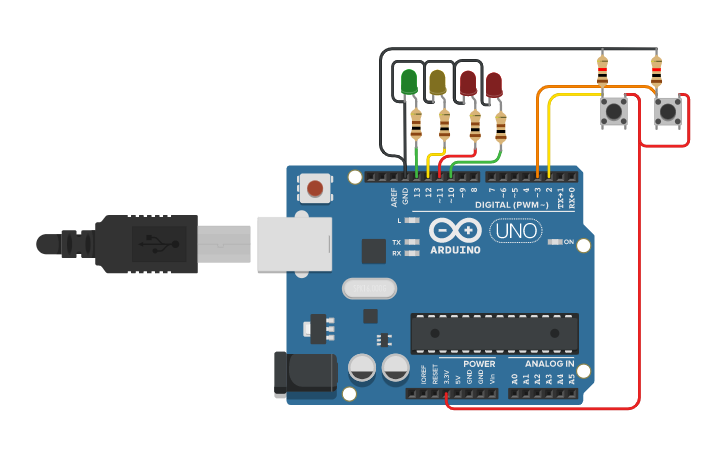 Circuit design Digital electronics 2 2st class - Tinkercad