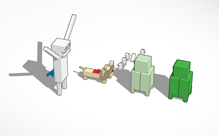 3D design minecraft cat and enderman attemp to save parrots from ...