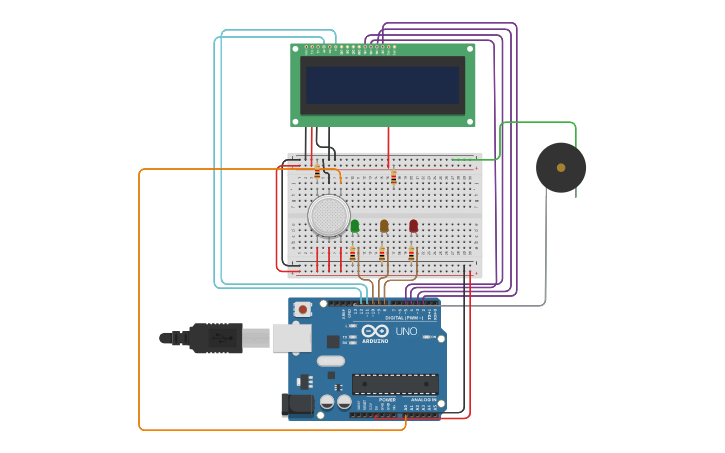 Circuit Design Sensor De Gas Tinkercad