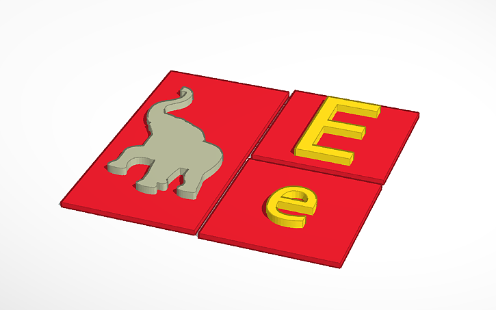 3D design Letter Ee Elephant | Tinkercad