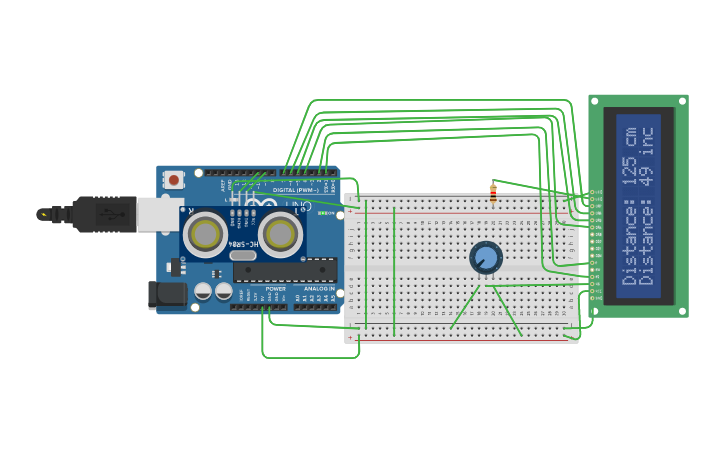 Circuit design ultrasonic distance measure and display on lcd screen ...
