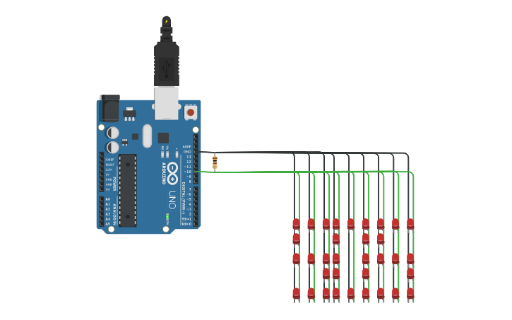 Circuit design 2. Sinal SOS | Tinkercad