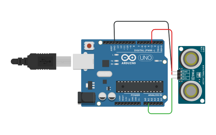 Circuit design Ultrasonic Sensor | Tinkercad