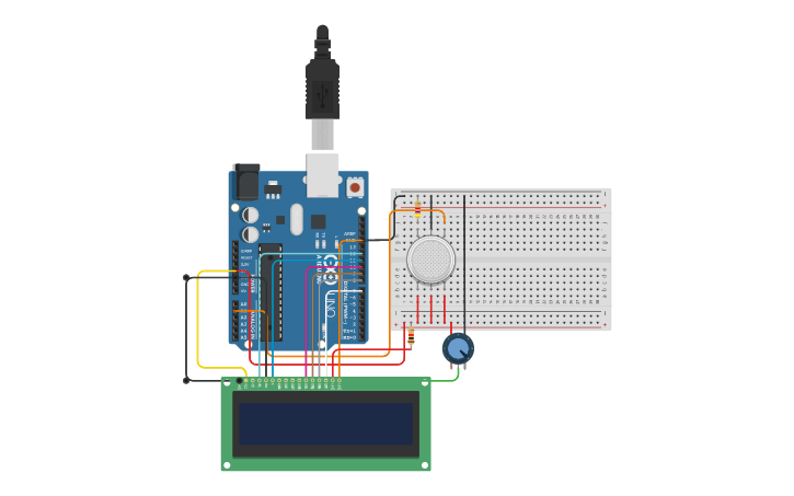 Circuit design Gas sensor lcd | Tinkercad