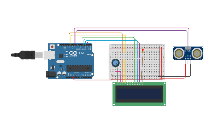 Circuit design Ultrasonic - Tinkercad