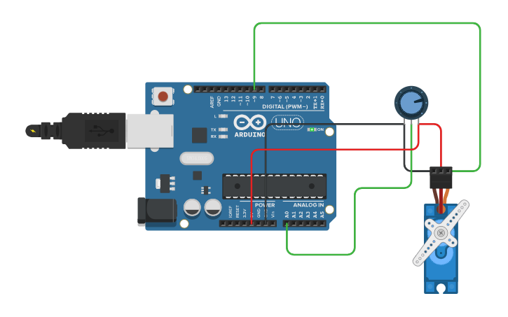 Circuit design Servo motor + Knop - Tinkercad Circuit design Servo motor + Knop - Tinkercad