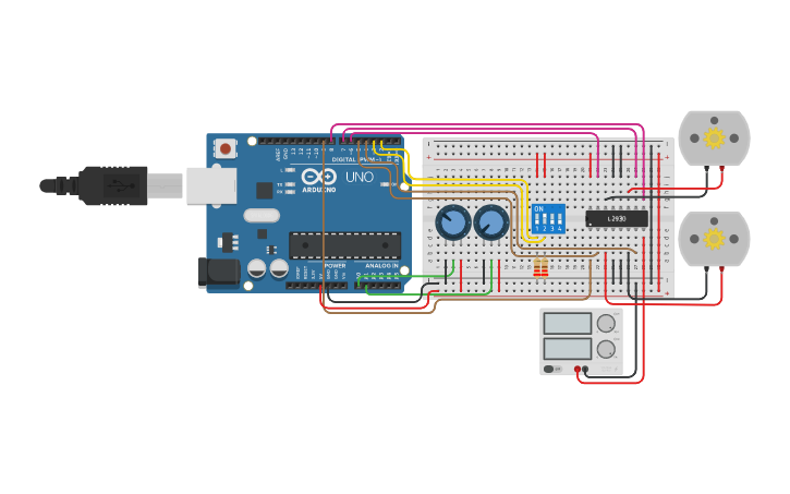 Circuit Design Copy Of M4 Dc Motor Control With Hbridge Tinkercad