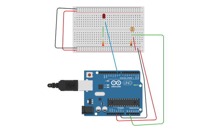 Circuit Design Control A Led Light Using Photoresistor Sensor Tinkercad 7122