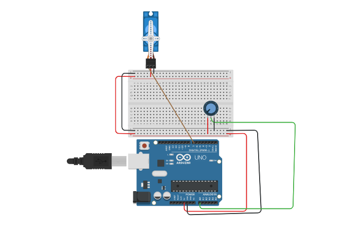 Circuit design Micro servo - Tinkercad