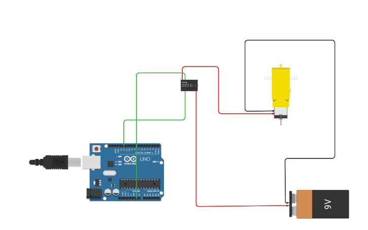 Circuit design motor using relay - Tinkercad