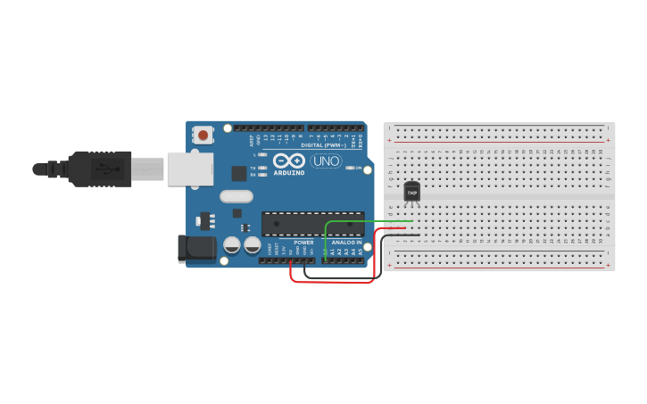 Circuit design Sensor de temperatura LM35 - Tinkercad