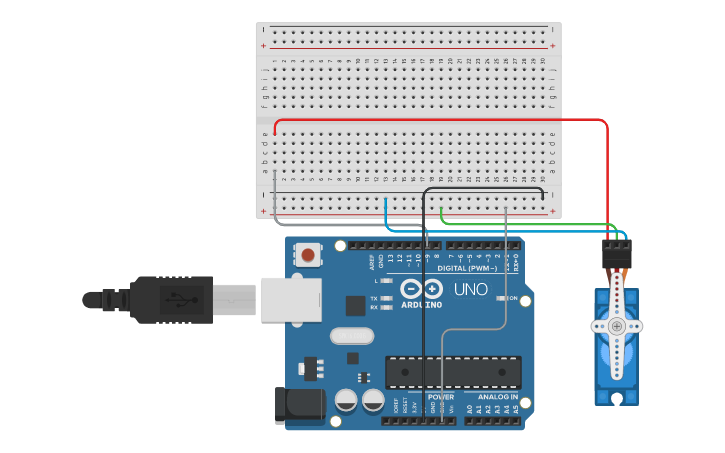 Circuit design Arduino SErvo - Tinkercad