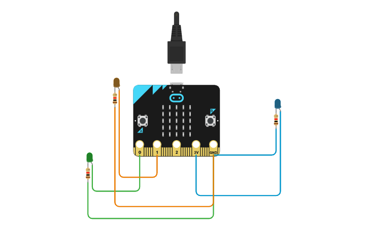 Circuit design Micro:bit with LED (01) | Tinkercad