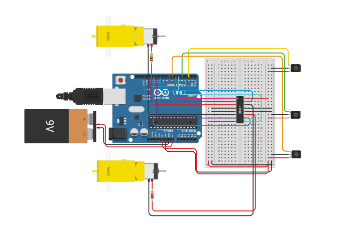 Circuit design Line Follower - TCW | Tinkercad