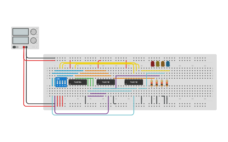 Circuit design 2 out of 4 code design - Tinkercad