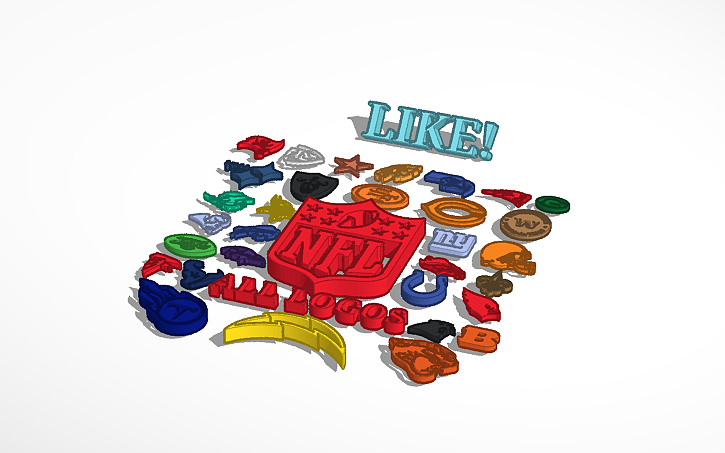 3D design ALL NFL FOOTBALL LOGOS 2021 - Tinkercad
