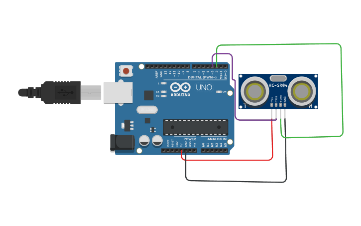 Circuit design distance sensor - Tinkercad