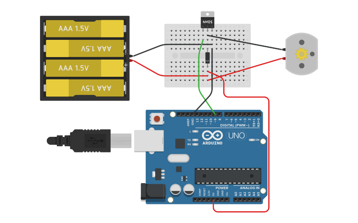 Circuit design MOSFET collegato ad Arduino uno per gestire correnti ...