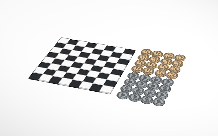 3D design Checkers Board and Pieces | Tinkercad