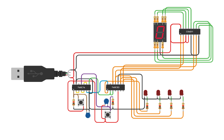Circuit Design 4 Bit Binary Up Counter Tinkercad