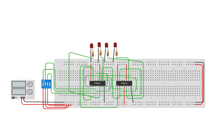 Circuit design Johnson counter_B219051 | Tinkercad