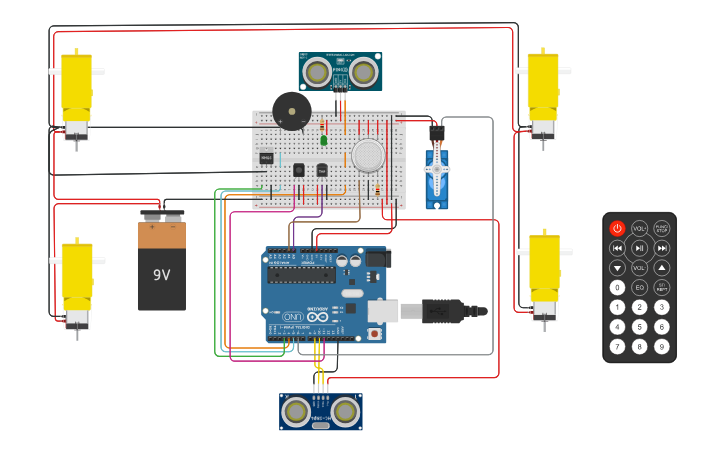 Circuit design Smart Car - Tinkercad