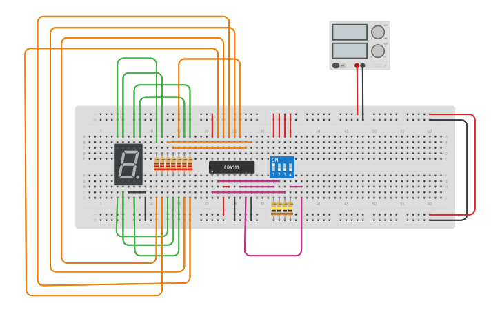 Circuit design Display 7 segmenti 4IA2019 | Tinkercad