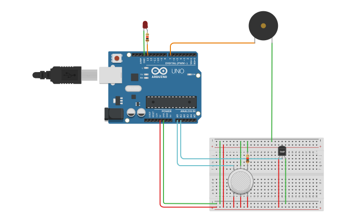 Circuit design Fire Sensor - Tinkercad