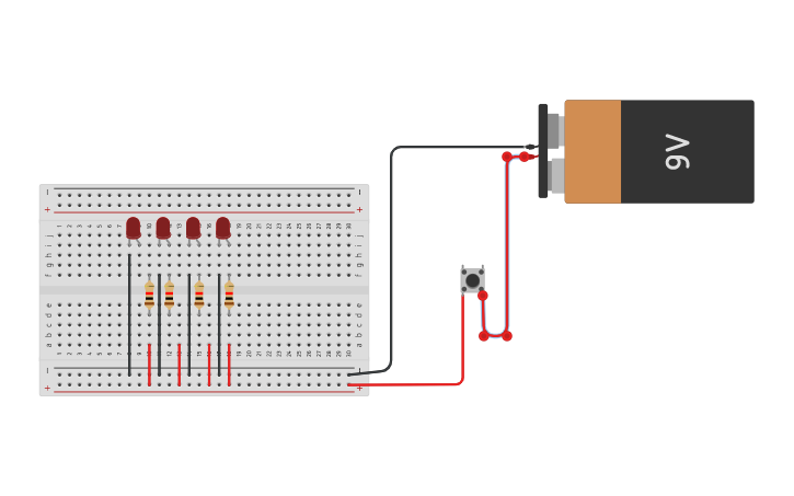 Circuit design Parallel LEDs - Tinkercad