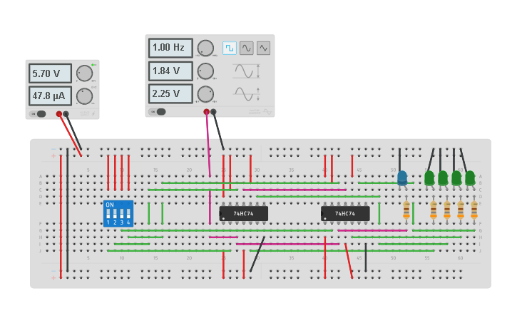 Circuit design PIPO Shift register - Tinkercad