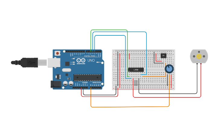 Circuit design DC motor speed - Tinkercad