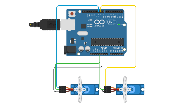 Circuit design Servos coreos - Tinkercad