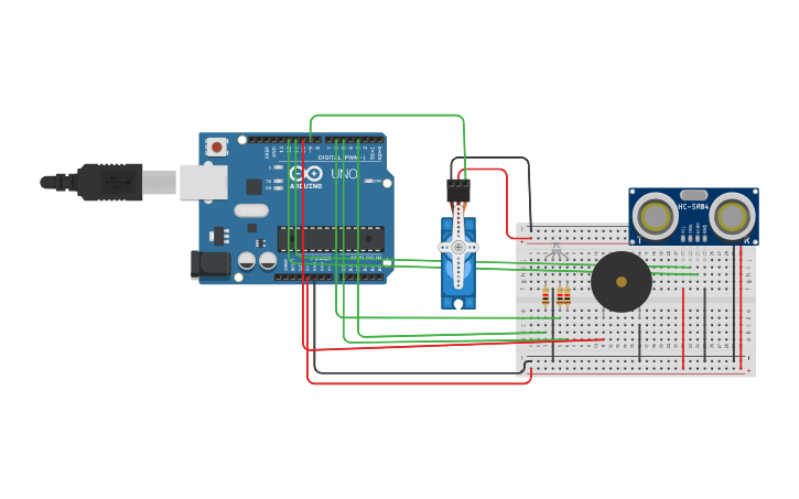 Circuit design motion alarm | Tinkercad