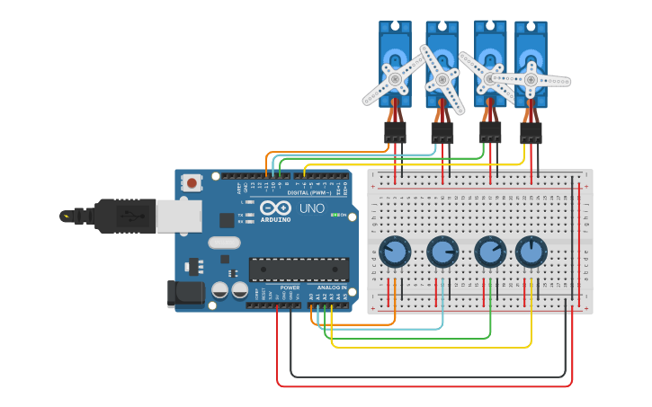Circuit design Robô | Tinkercad
