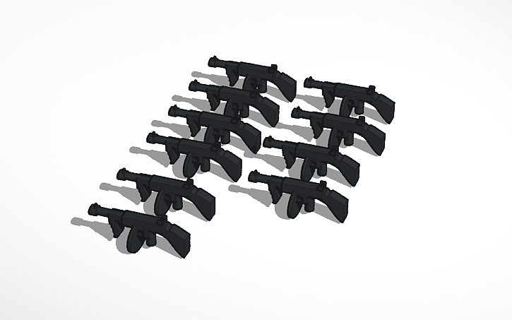 3D design LEGO compatible m1928 machine gun (tommy gun) - Tinkercad