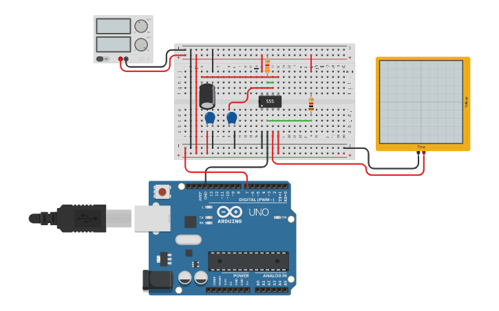 Circuit design MONOSTABLE TIMER - Tinkercad