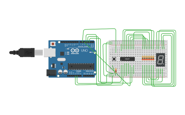 Circuit design CD4511 - Tinkercad