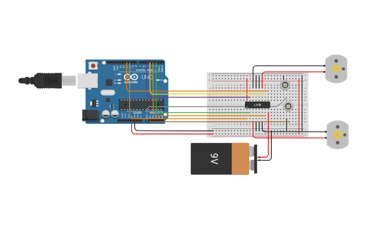 Circuit design Line Follower Robot - Tinkercad