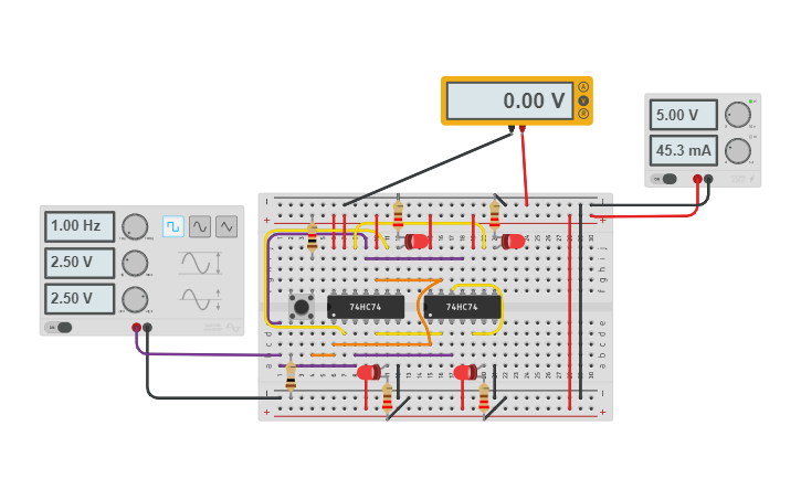 Circuit design Ring Counter 4 bit - Tinkercad
