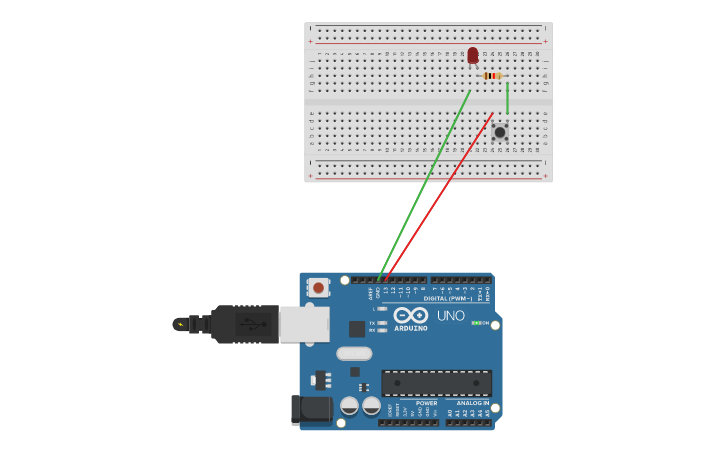 Circuit design Arduino light with push button - Tinkercad