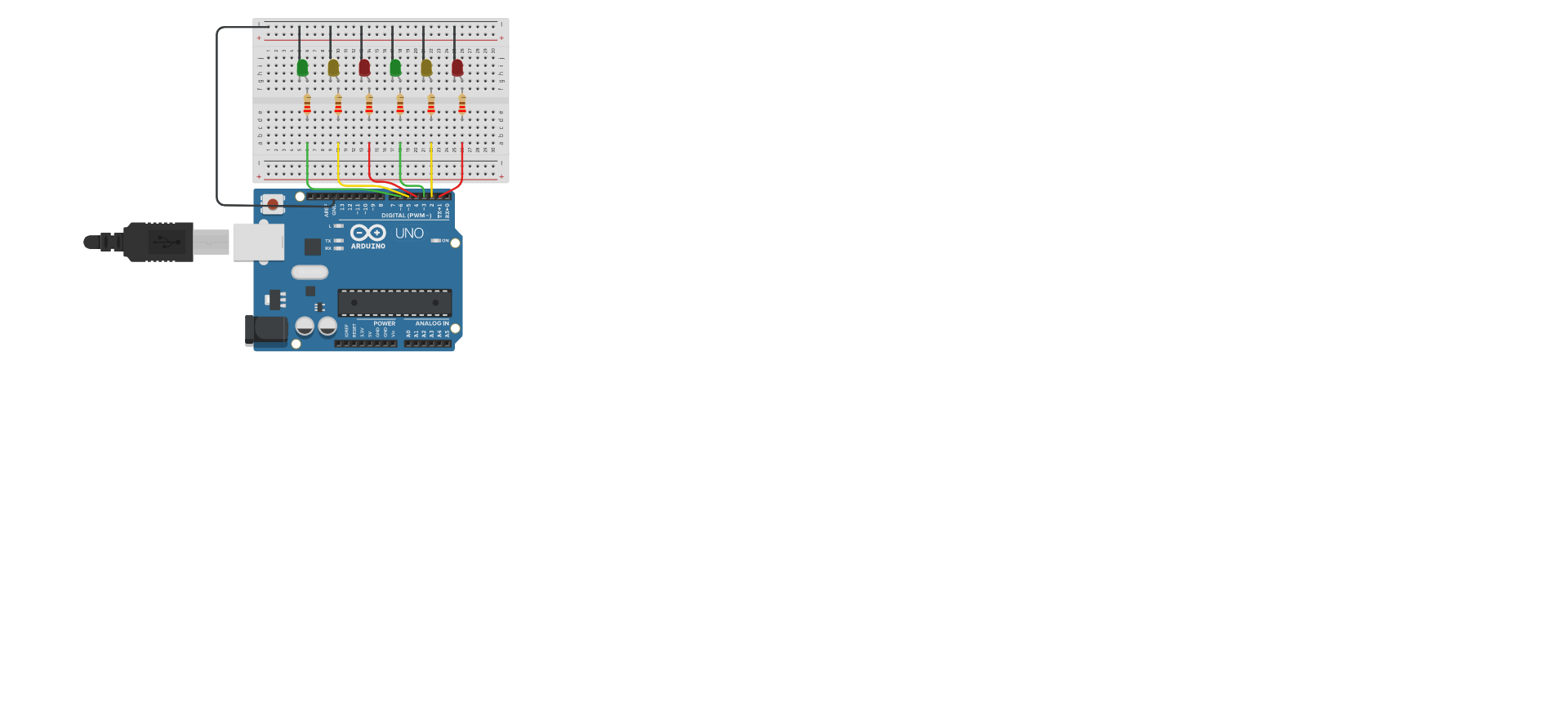 Circuit design Sequenza LED Michele Cristallo 4Ci | Tinkercad