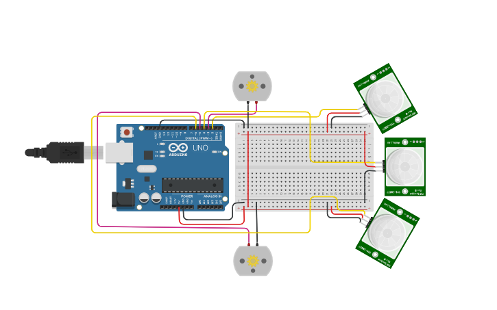 Circuit design Sensor de movimiento con motor - Tinkercad