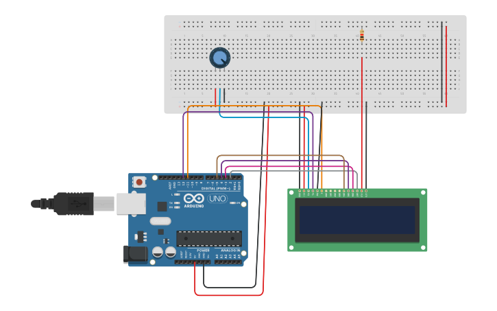 Circuit design LCD MENSAJE | Tinkercad