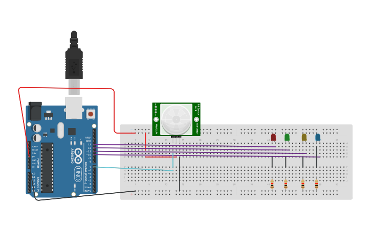 Circuit design LED&Sensor Assignment - Tinkercad