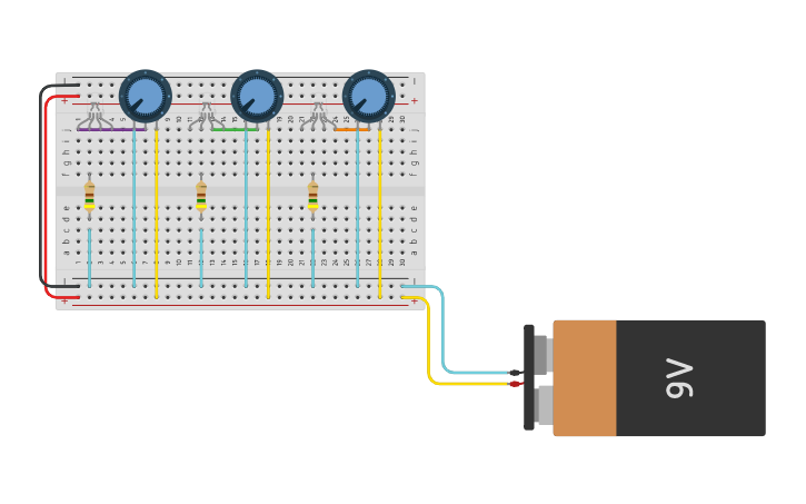 Circuit design Conexión de led RGB con potenciómetro y pila de 9v MJFP ...
