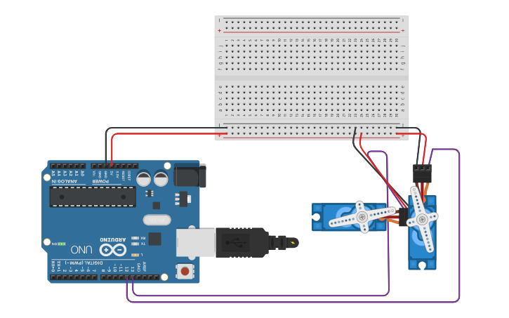 Circuit design Jumping Jack | Tinkercad