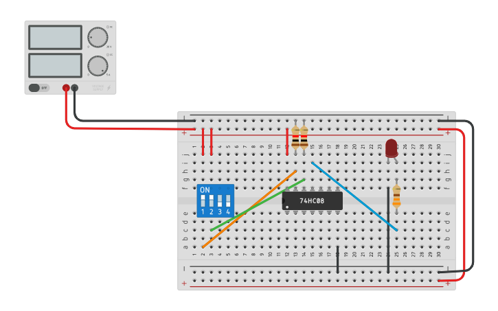 Circuit design 2D AND - Tinkercad