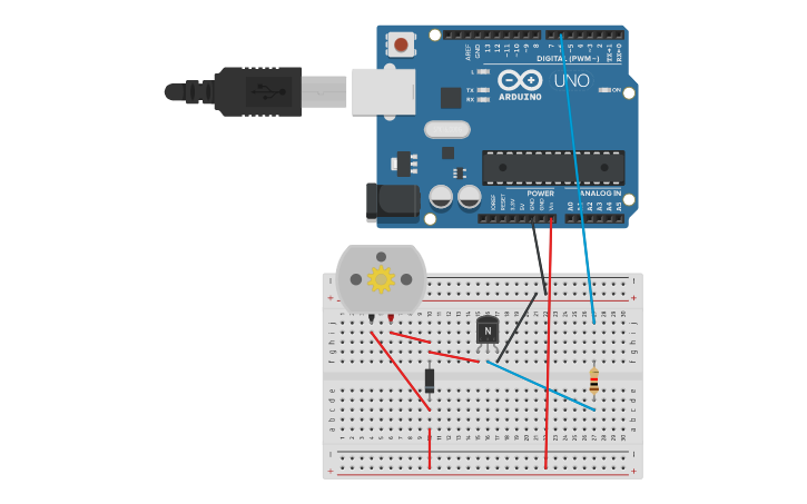 Circuit design PRACTICA 2. MOTORES CON TRANSISTOR - Tinkercad Circuit design PRACTICA 2. MOTORES CON TRANSISTOR - Tinkercad