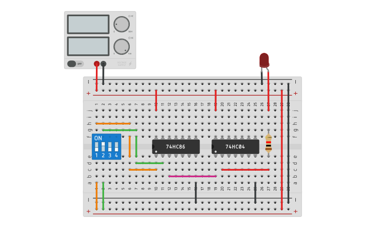 Circuit design XNOR Gate - Tinkercad