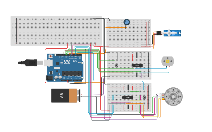 Circuit design partie 3 moteurs | Tinkercad